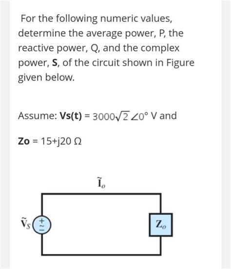 Solved For The Following Numeric Values Determine The