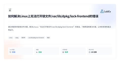 如何解决 Linux 系统中无法打开锁定文件 Varlibdpkglock Frontend 错误 Labex