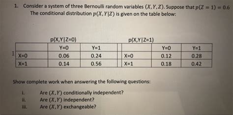Solved Consider A System Of Three Bernoulli Random Chegg