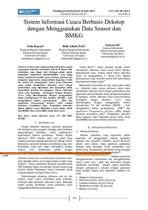 Pdf Sistem Informasi Cuaca Berbasis Dekstop Dengan Menggunakan Data Sensor Dan Bmkg