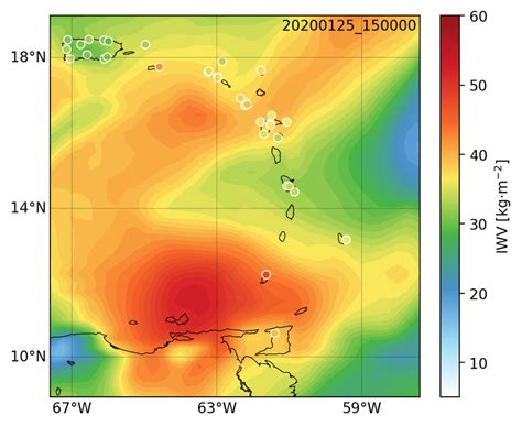 Iwv Fields From Era5 Reanalysis Background And Gnss Circles At 1500 Download Scientific