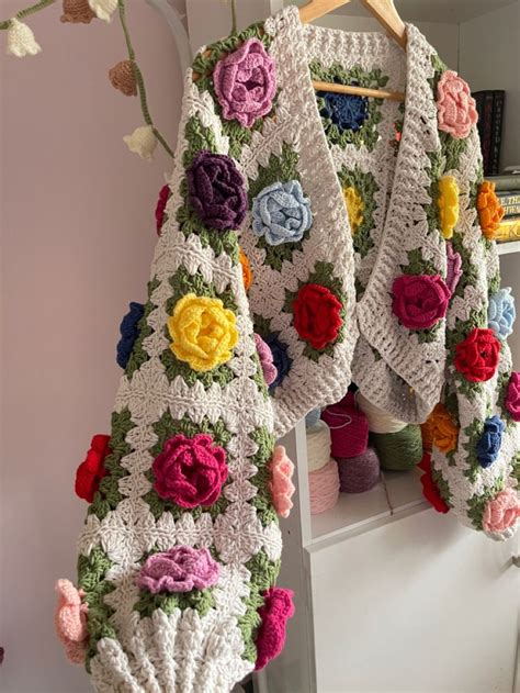 Crochet Rose Garden Cardigan Crochet Rose Sweater Crochet Pattern