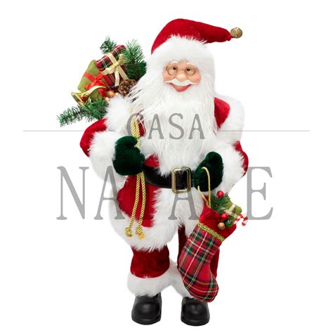 papai noel meia xadrez alt 80 cm cs0103 casa natale
