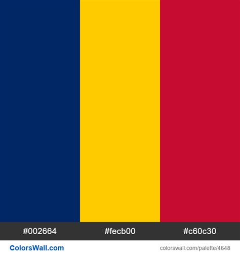Chad Flag Colors 002664 Fecb00 C60c30 Colorswall