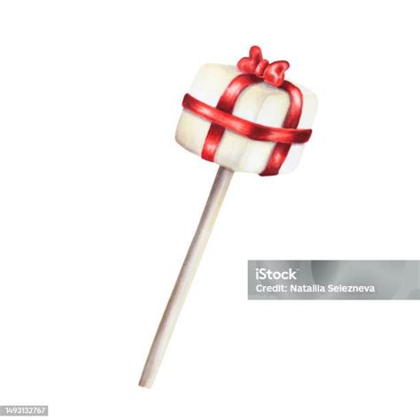 수채화 크리스마스 아이스크림 그림입니다 새해 손으로 그림을 그리는 선물 케이크시클은 하얀 배경에 분리되어 있다 디자이너 음식 장식 메뉴 상점 엽서 포장지 표지 포스터 및