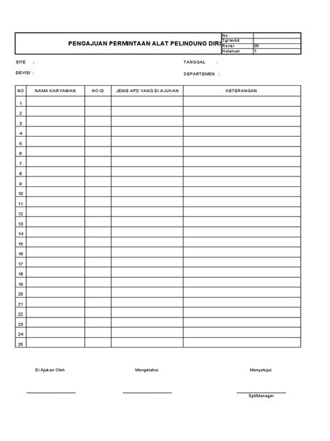 Form Pengajuan Apd Pdf