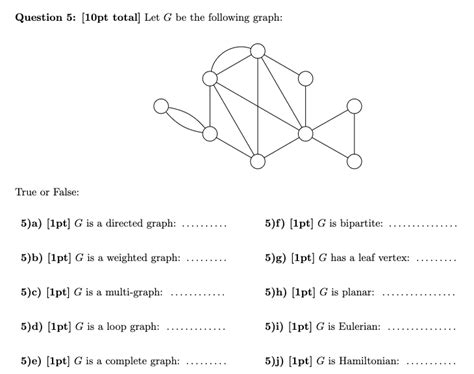 solved question 5 [10pt total] ﻿let g ﻿be the following