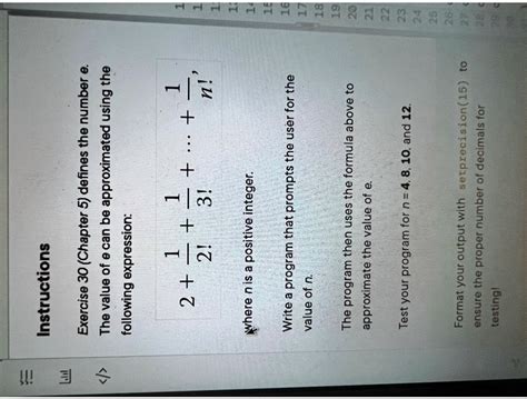 Instructions Exercise 30 Chapter 5 Defines The Number E The Value Of