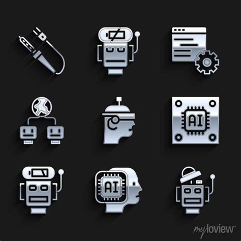 Set Smart Glasses Humanoid Robot Robot Processor With Microcircuits