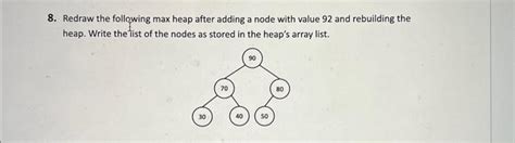 solved 8 redraw the following max heap after adding a node