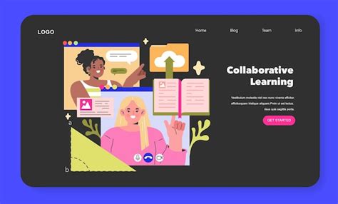 premium vector collaborative learning concept peers engage in digital