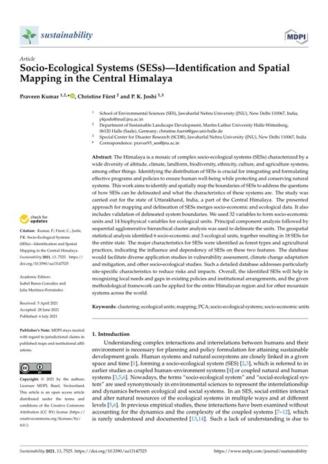 Pdf Socio Ecological Systems Sess —identification And Spatial Mapping In The Central Himalaya