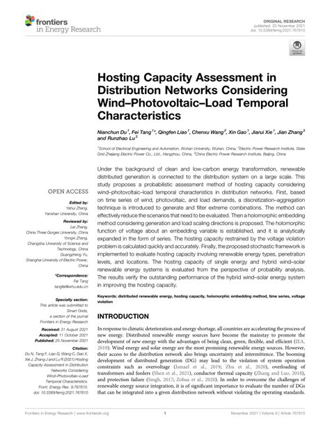 Pdf Hosting Capacity Assessment In Distribution Networks Considering Windphotovoltaicload
