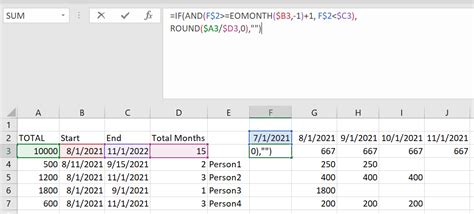 Split Total Across Excel Date Range Stack Overflow