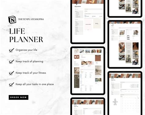 Notion Life Planner Template Aesthetic Digital Planner Editable 1 Life Planner Notion