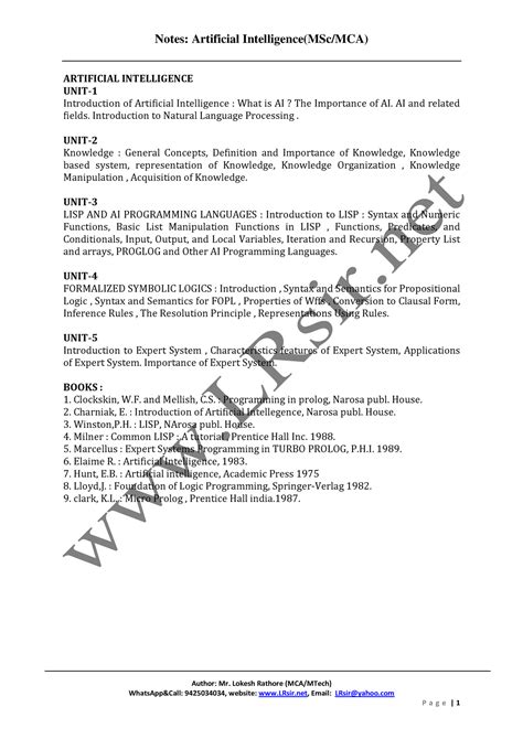 Msc Mca Ai Lokesh Rathore Author Mr Lokesh Rathore Mcamtech