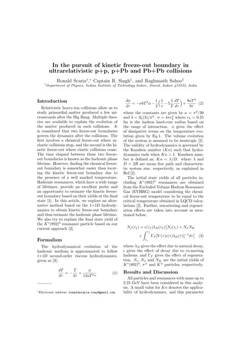 Pdf In The Pursuit Of Kinetic Freeze Out Boundary In
