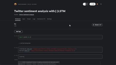 kaggle notebook on twitter sentiment analysis yossef mohammed posted on the topic linkedin
