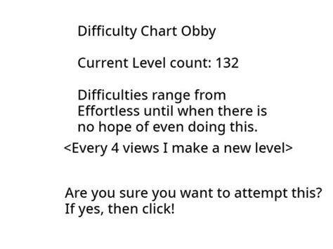 Difficulty Chart Obby [every 4 Views New Level]