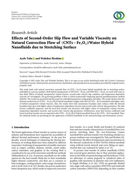 Pdf Effects Of Second Order Slip Flow And Variable Viscosity On