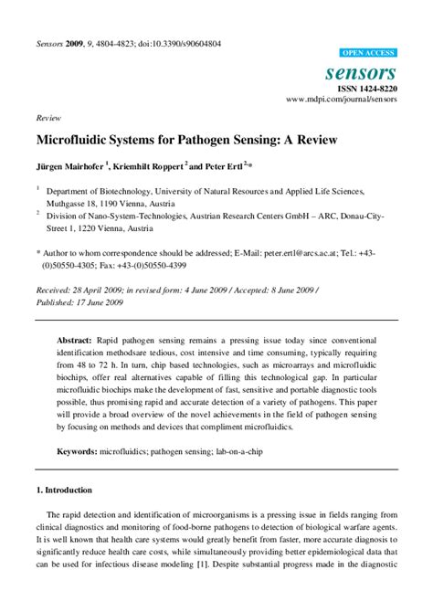 Pdf Microfluidic Systems For Pathogen Sensing A Review