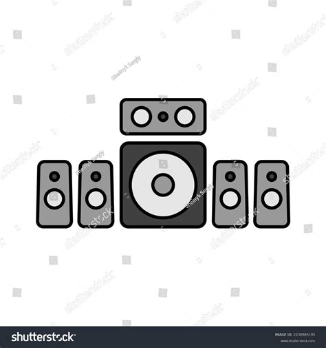 51 Surround Sound System Vector Grayscale Stock Vector Royalty Free