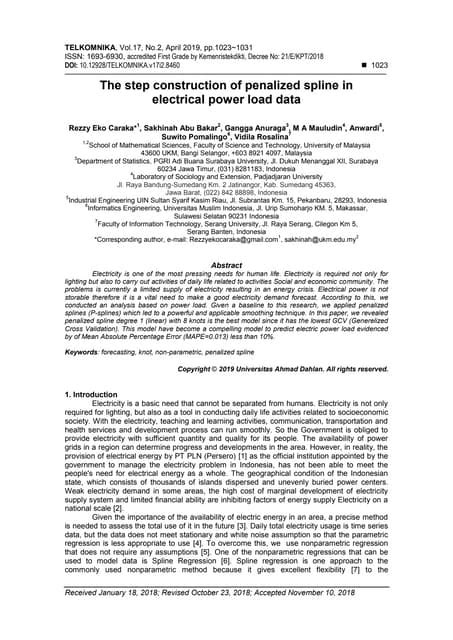 The Step Construction Of Penalized Spline In Electrical Power Load Data