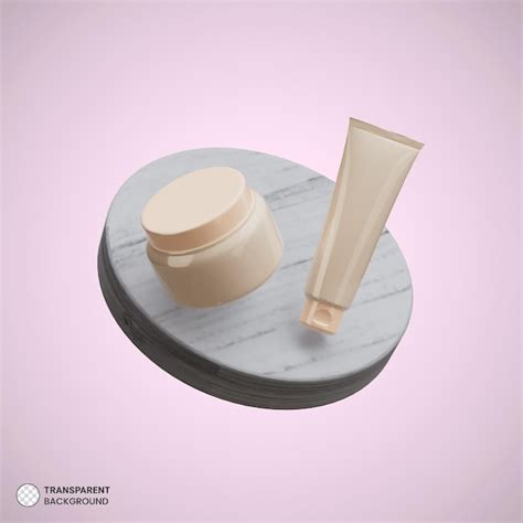 화장품 포장 세트 아이콘 격리 된 3d 렌더링 그림 무료 Psd 파일