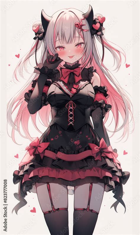 Cute Anime Female Vampire Character Portrait Stock Illustration Adobe Stock