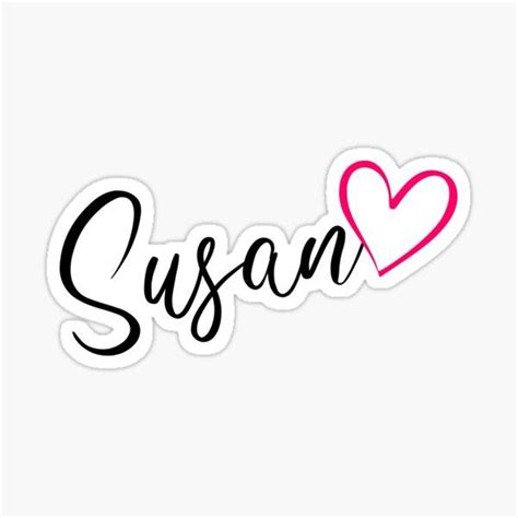 Personalized Susan Name Sticker With Cute Pink Heart Design