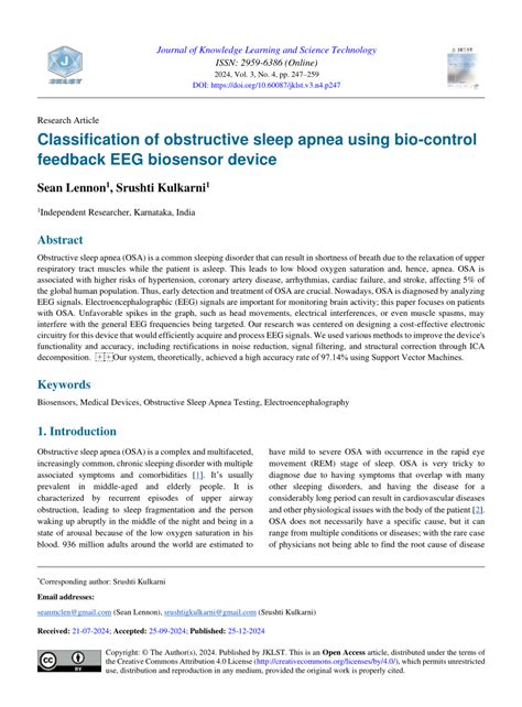 Pdf Classification Of Obstructive Sleep Apnea Using Bio Control Feedback Eeg Biosensor Device