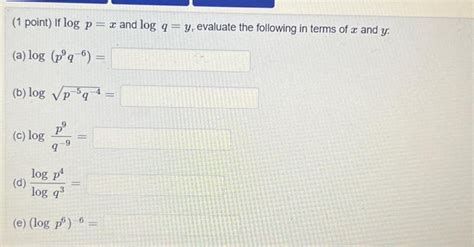Solved Point If Logp X And Logq Y Evaluate The Chegg