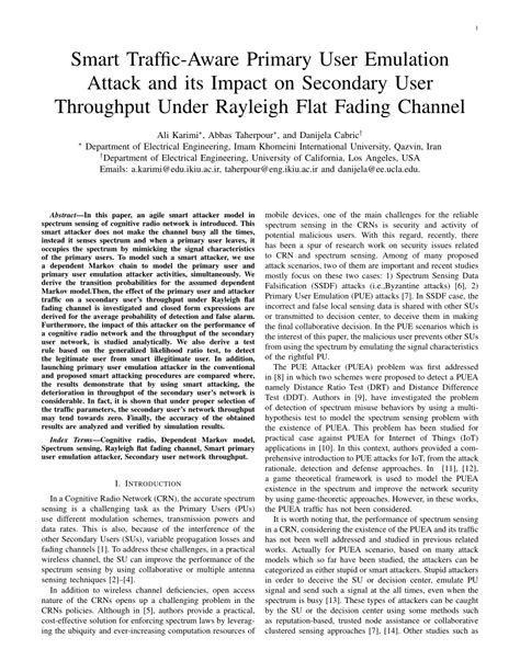 Pdf Smart Traffic Aware Primary User Emulation Attack And Its Impact On Secondary User