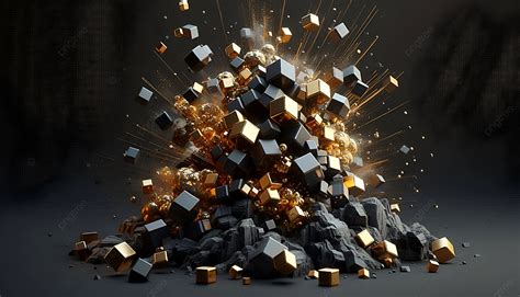 Scattered Metal Cube Exploding Energy Background Technology Energy