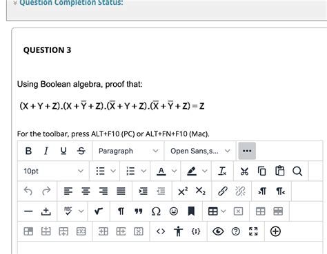 Solved Question Completion Status QUESTION Using Boolean Chegg