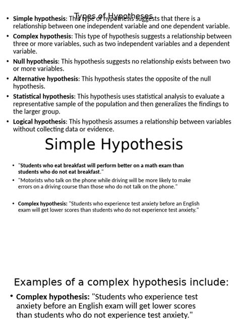 Hypotheses Types Pdf