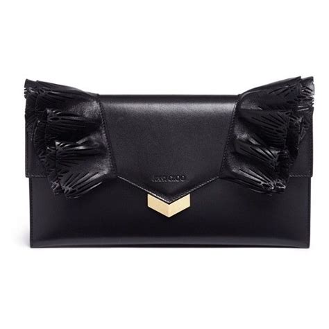 Jimmy Choo Isabella Tiered Ruffle Leather Clutch 1130 Liked On