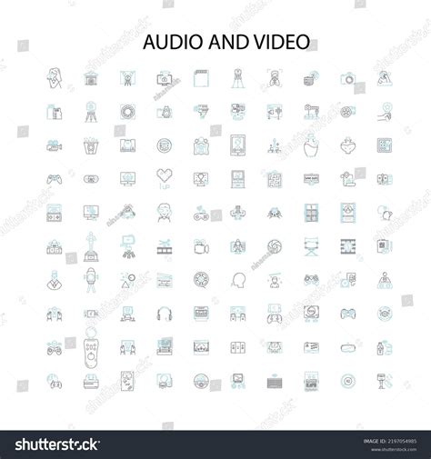 Audio Video Icons Signs Outline Symbols Stock Vector Royalty Free