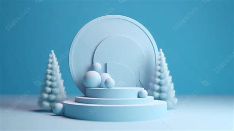 무료 둥근 흰색 프레임과 파란색의 나무 Ppt 배경 Slidesdocs