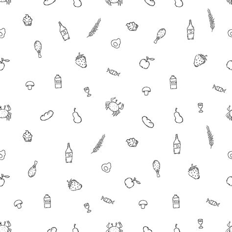 Seamless Pattern With Food Icons Doodle Food Pattern Food Background
