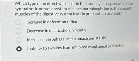 Solved Which Type Of An Effect Will Occur In The Esophageal