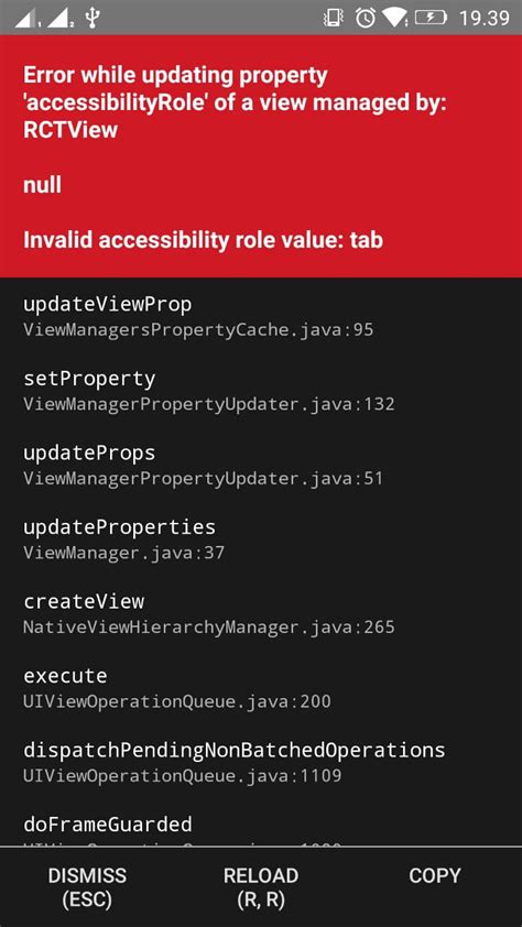 React Native Error While Updating Property Accessibiltyrole Of A View
