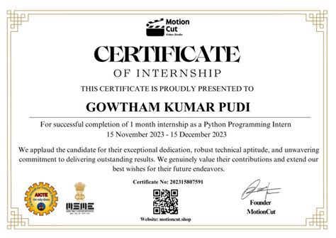 Gowtham Kumar Pudi On Linkedin Python Programming Internship