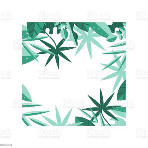 원래 꽃 프레임 녹색 열 대와 잎 자연 테두리입니다 전단지 포스터 인사말 카드 또는 초대 평면 벡터 디자인 나무에 대한 스톡 벡터 아트 및 기타 이미지 Istock