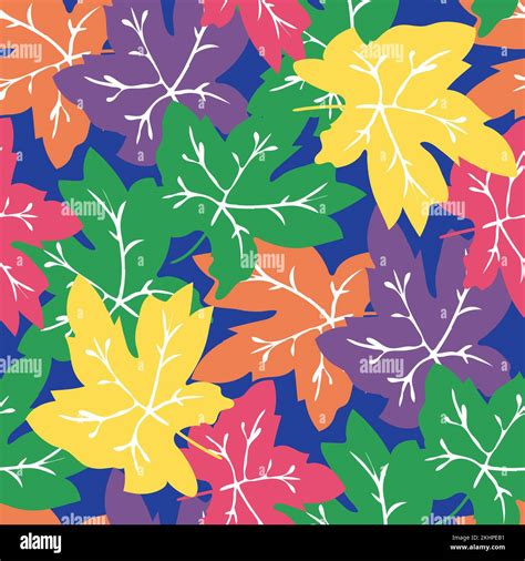 Abstract Colorful Leaves Seamless Vector Pattern Background Backdrop With Overlapping Layered