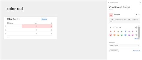 formula for conditional formatting based on 2 colums entries at the