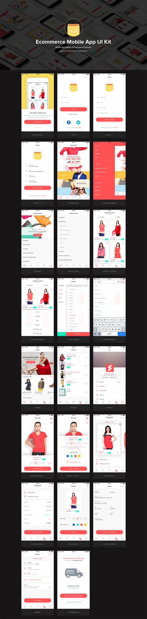 E Commerce Mobile App UI Kit On Behance