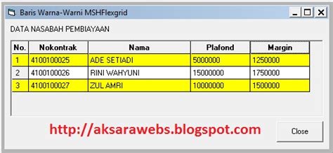 warna selang seling mshflexgrid vb6 aksara webs