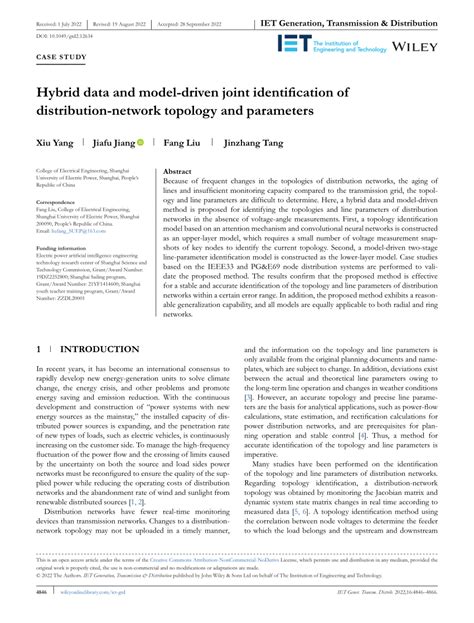 PDF Hybrid Data And Modeldriven Joint Identification Of Distributionnetwork Topology And