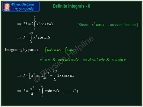 Definite Integrals 8 Integration By Parts Pptx Physics Science